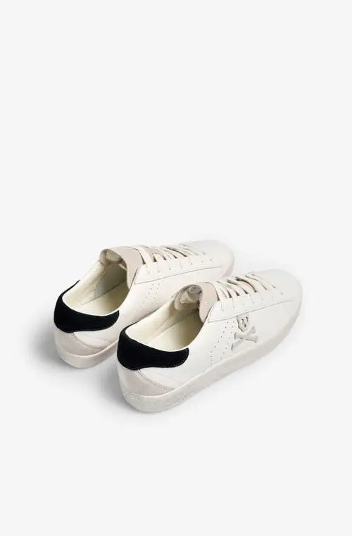SCALPERS Side Skull Leather Sneakers - Whiteindigo