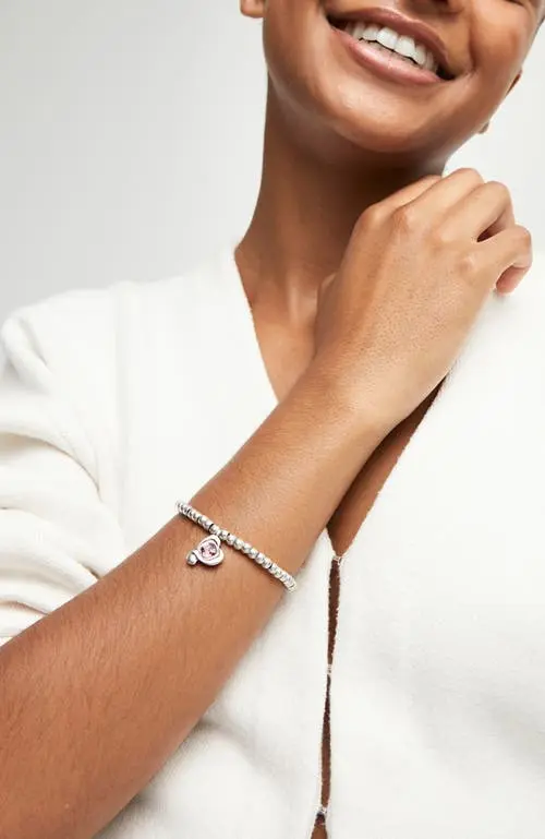UNODE50 Beaded Stretch Bracelet With Heart And Pink Crystal