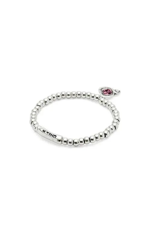 UNODE50 Beaded Stretch Bracelet With Heart And Pink Crystal