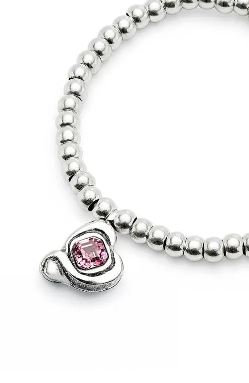 UNODE50 Beaded Stretch Bracelet With Heart And Pink Crystal