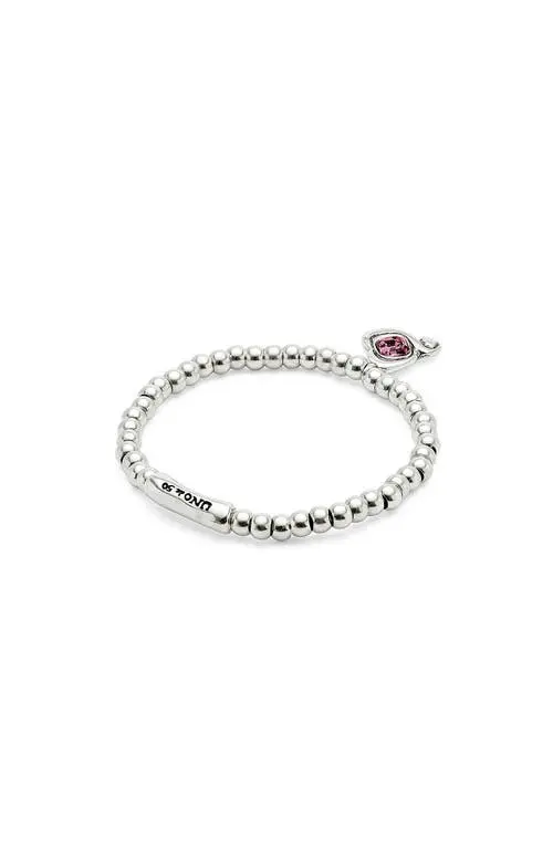 UNODE50 Beaded Stretch Bracelet With Heart And Pink Crystal