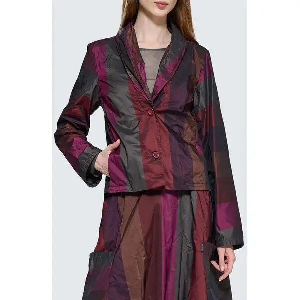 LUUKAA Litia Striped Jacket - Dark Scarlet