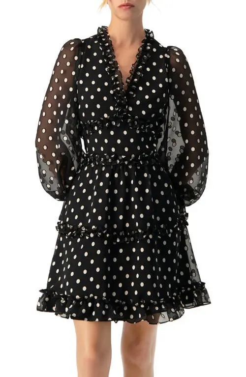 IVONNE Polka Dot Ruffled Mini Dress