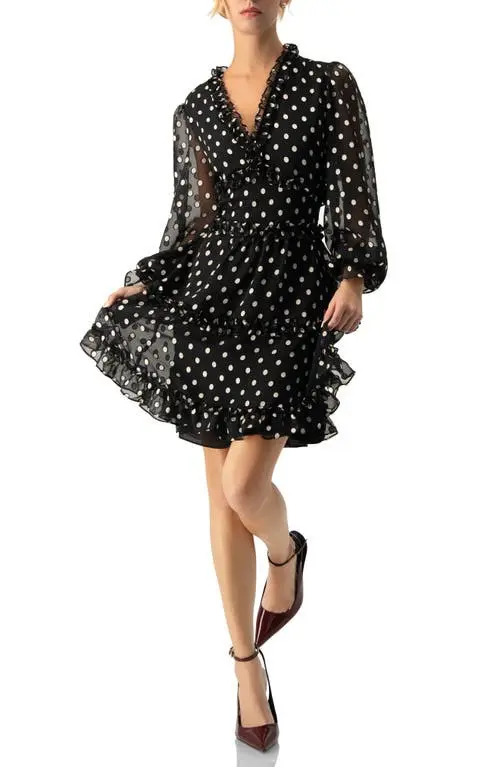 IVONNE Polka Dot Ruffled Mini Dress