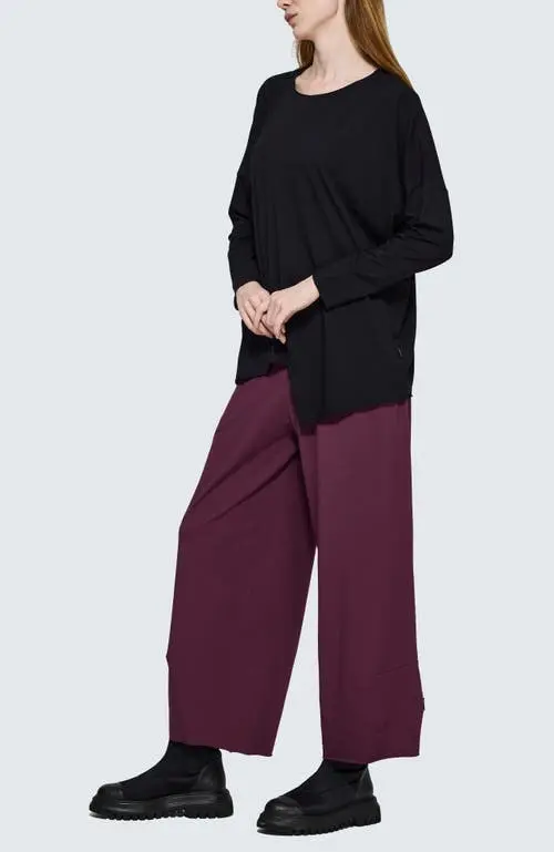 LUUKAA Asymmetrical Hem Cotton Jersey Blouse - Black