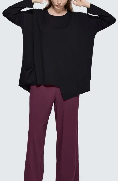 LUUKAA Asymmetrical Hem Cotton Jersey Blouse - Black