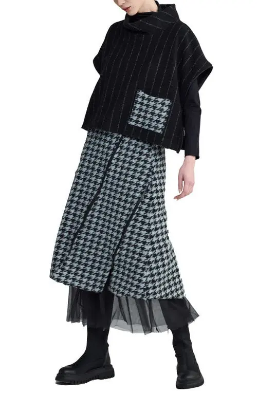 LUUKAA Houndstooth Wool-blend Felt Midi Skirt