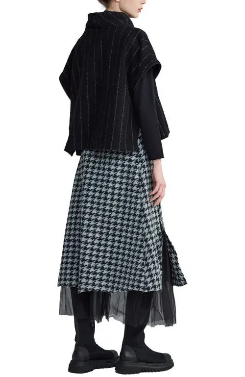 LUUKAA Houndstooth Wool-blend Felt Midi Skirt