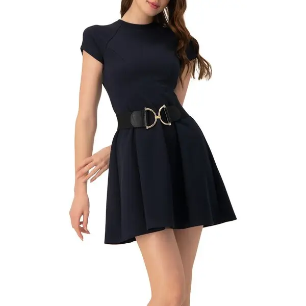 IVONNE A-line Short Sleeve Mini Dress