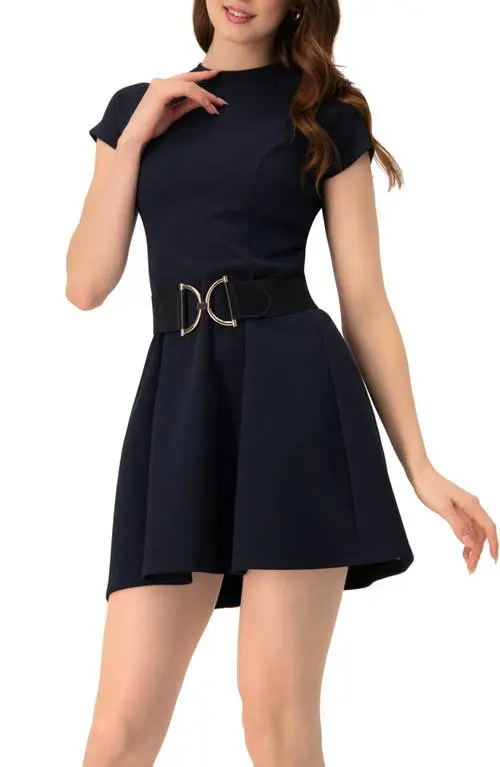 IVONNE A-line Short Sleeve Mini Dress