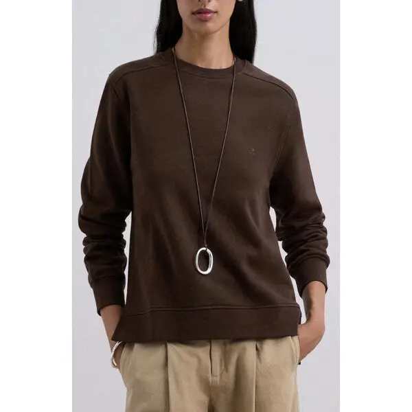 SCALPERS Crewneck Cotton Sweatshirt With Embroidered Skull - Darkbrown