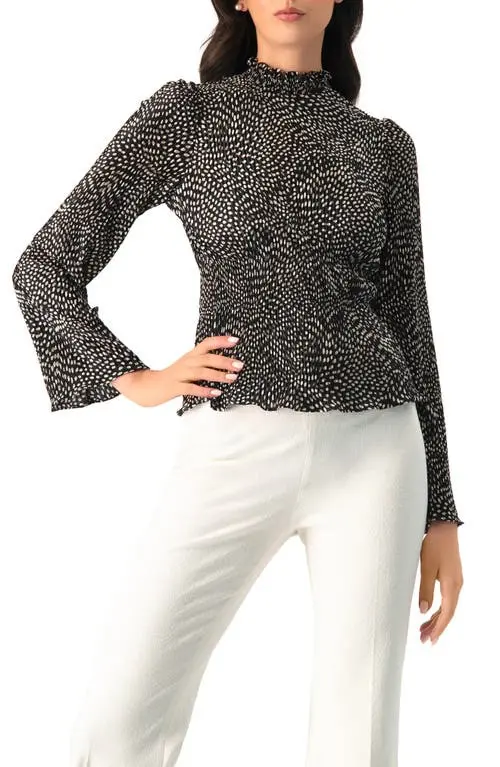 IVONNE Polka Dot Pleated Blouse