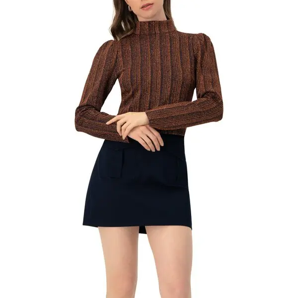 IVONNE High Neck Long Sleeve Top