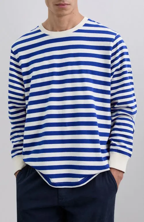 SCALPERS Mixedstriped Ls Tee - Darkblue