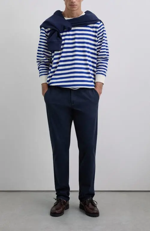 SCALPERS Mixedstriped Ls Tee - Darkblue