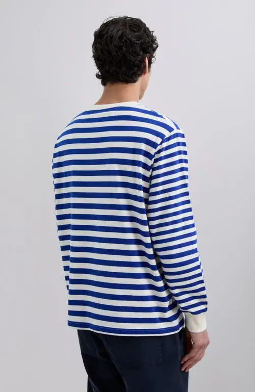 SCALPERS Mixedstriped Ls Tee - Darkblue