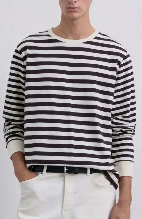 SCALPERS Mixedstriped Ls Tee - Darkbrown