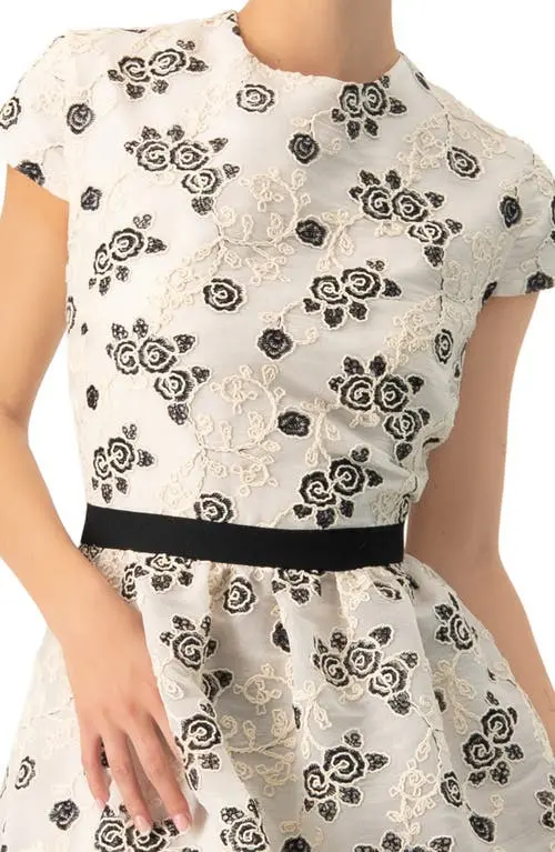 IVONNE Floral Embroidered A-line Mini Dress