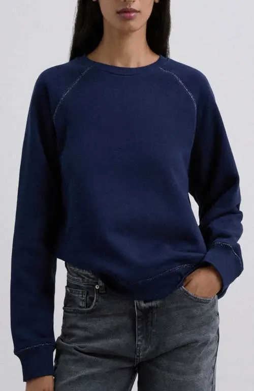 SCALPERS Vertical Logo Cotton Sweatshirt - Navy