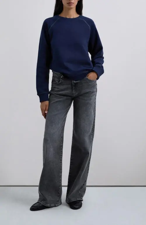 SCALPERS Vertical Logo Cotton Sweatshirt - Navy
