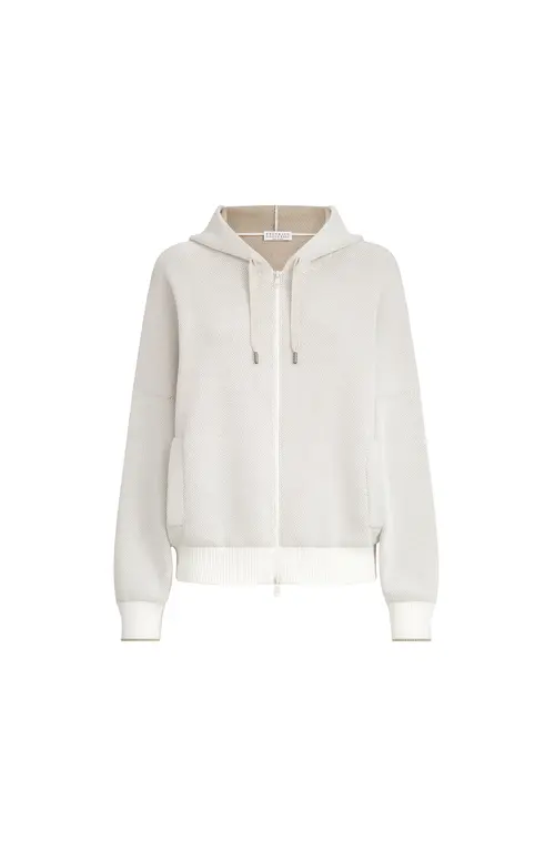 Brunello Cucinelli Honeycomb Stitch Zip-up Hoodie