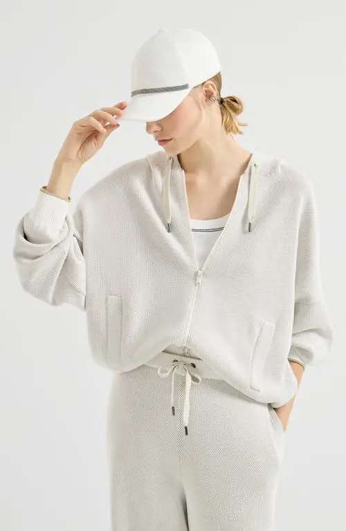 Brunello Cucinelli Honeycomb Stitch Zip-up Hoodie - Panama
