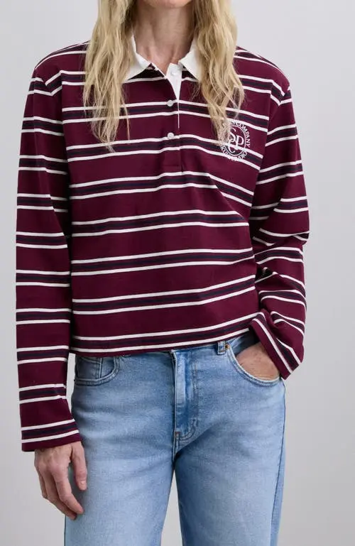 SCALPERS Corporatepolo Tee - Burgundystripes