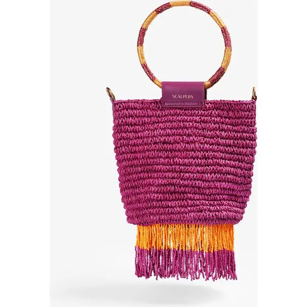 SCALPERS Raffia Handbag With Fringe