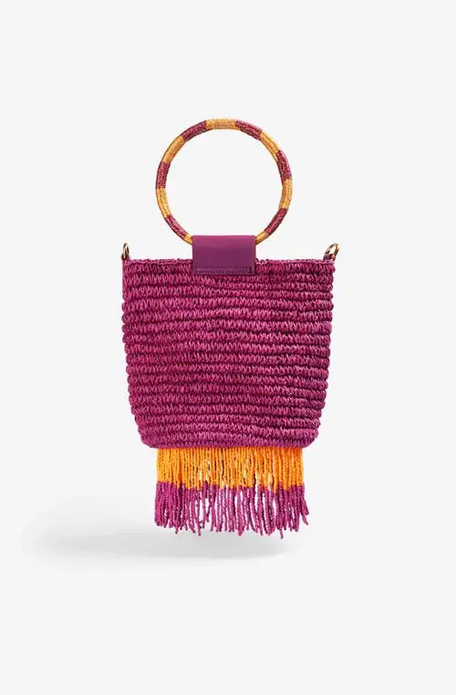 SCALPERS Raffia Handbag With Fringe