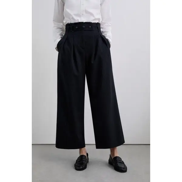 SCALPERS Belted Pinstripe Pants - Navystripes