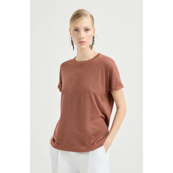Brunello Cucinelli Cashmere And Silk Lightweight Sweater - Orange