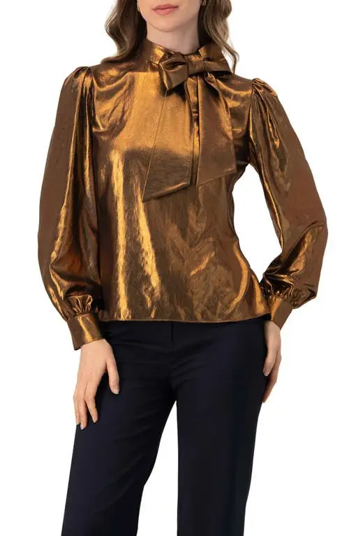 IVONNE Metallic Bow Blouse