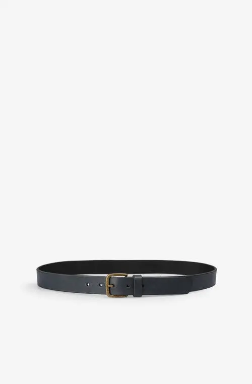 SCALPERS Leather Belt With Skull Detail - Navy