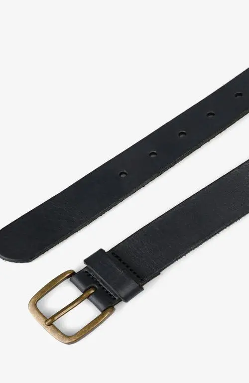 SCALPERS Leather Belt With Skull Detail - Navy