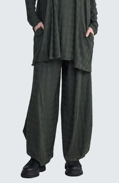 LUUKAA Jacquard Viscose Jersey Balloon Pants - Olive