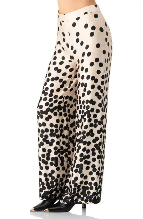 IVONNE Polka Dot Palazzo Trousers - Natural