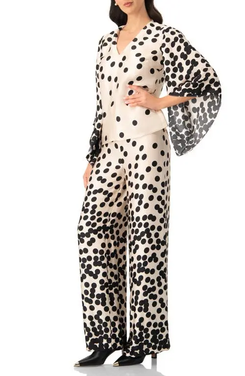 IVONNE Polka Dot Palazzo Trousers - Natural