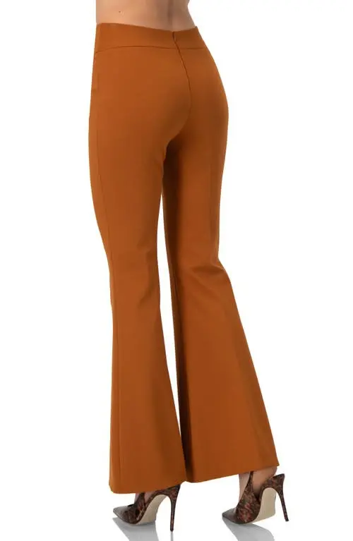 IVONNE Flared Trousers With Wide Waistband - Brown