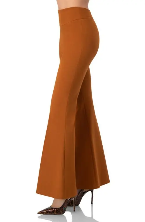 IVONNE Flared Trousers With Wide Waistband - Brown