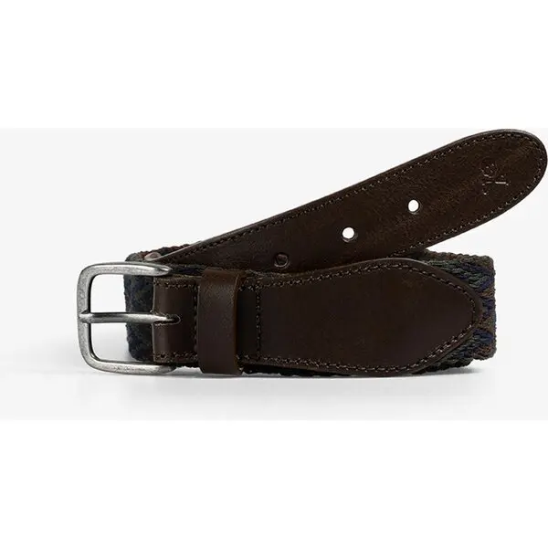 SCALPERS Striped Zigzag Leather Belt - Brown
