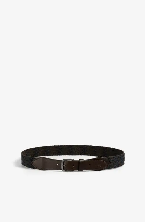 SCALPERS Striped Zigzag Leather Belt - Brown