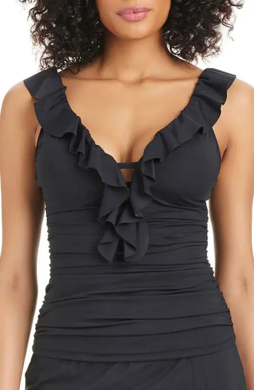 ROD BEATTIE Ruffle Tankini Top - Black