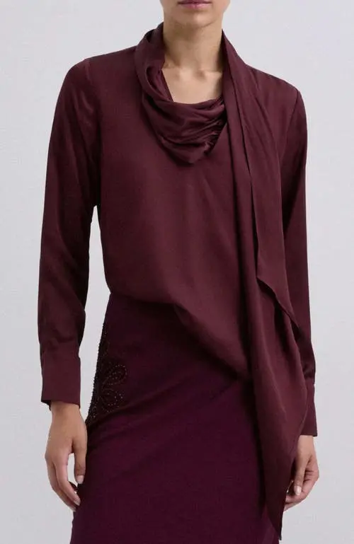 SCALPERS Saten Shirt - Burgundy
