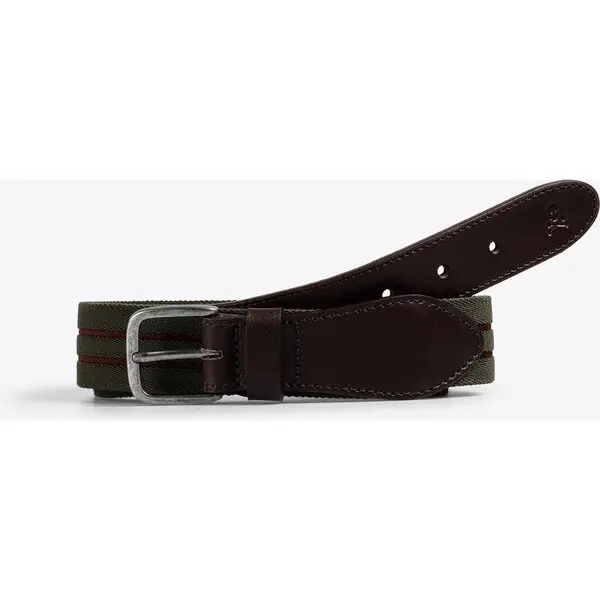 SCALPERS Striped Elastic Belt - Khaki