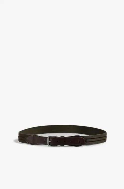 SCALPERS Stripes Elastic Belt - Khaki