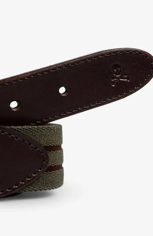SCALPERS Stripes Elastic Belt - Khaki