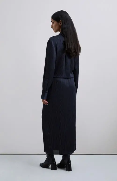 SCALPERS Crindi Pinstripe Long Skirt - Navy