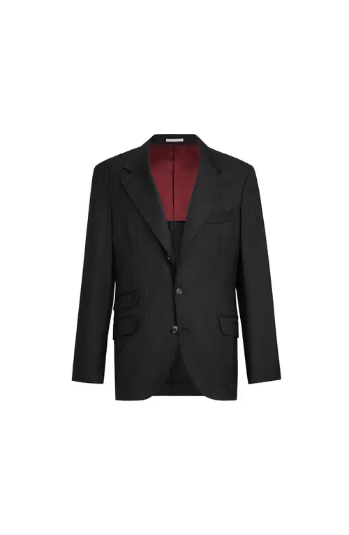 Brunello Cucinelli Chalk Stripe Unconstructed Cavallo Blazer - Black