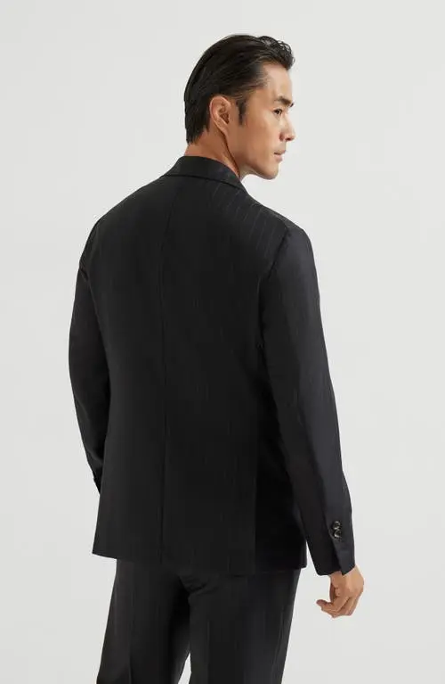 Brunello Cucinelli Chalk Stripe Unconstructed Cavallo Blazer - Black