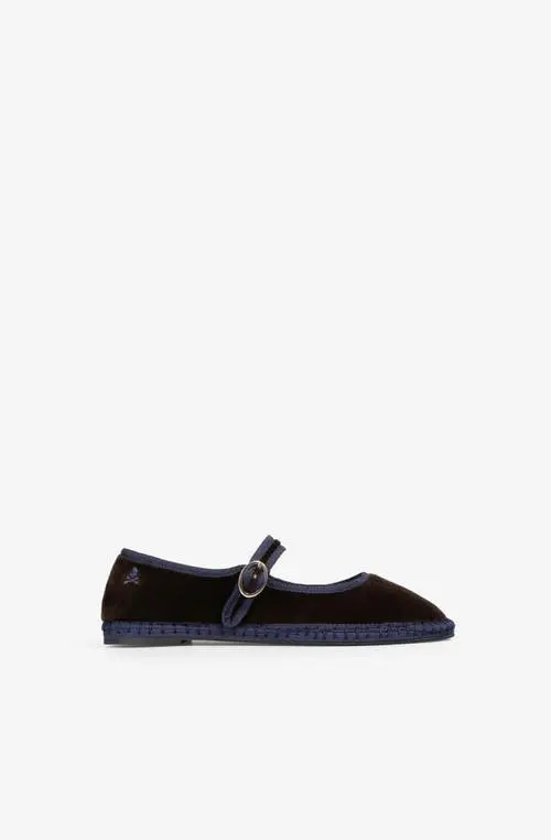 SCALPERS Velvet Strap Slipper - Brownnavy